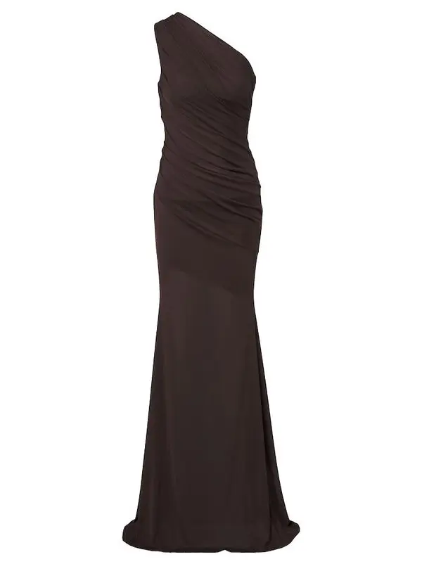 Alex Perry One-shoulder Gown - Brown