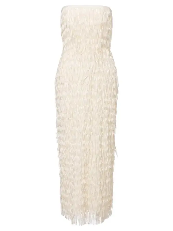 Maticevski Marigold Fringed Bustier Dress - White