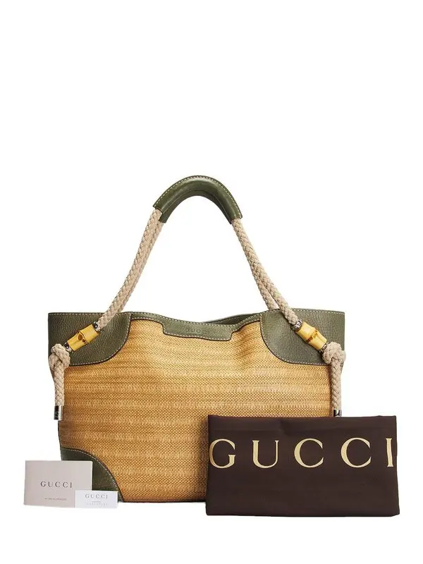 FWRD RENEW Gucci Raffia Maui Tote Bag - Neutral