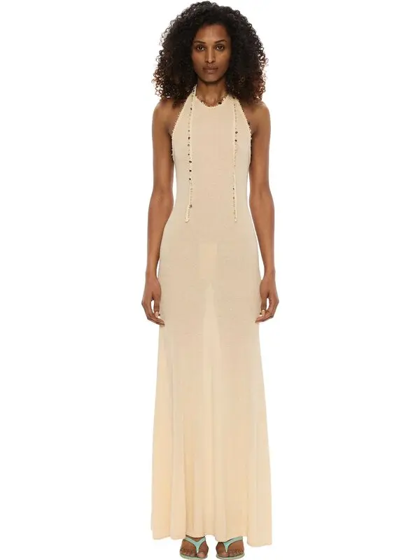 Christopher Esber Beach Quartz Halter Maxi Dress - Bone