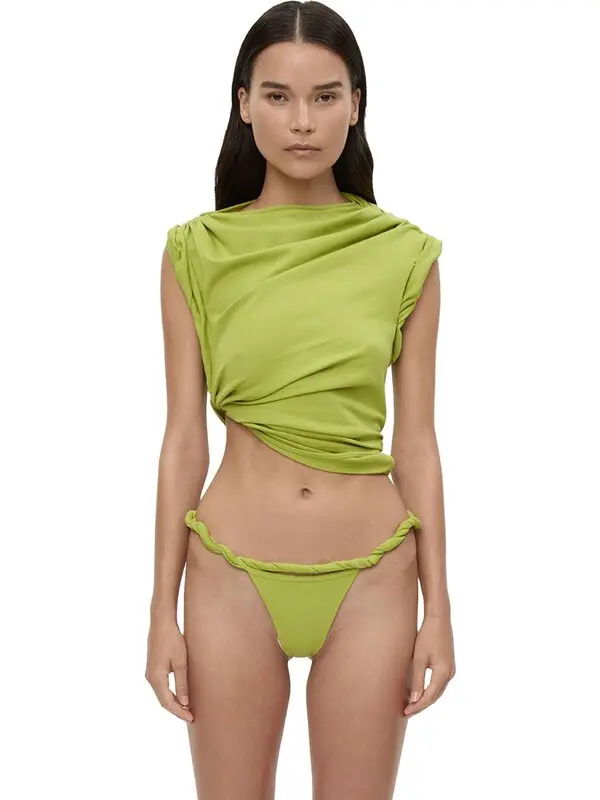 Christopher Esber Asymmetric Draped Tee - Dypsis Green