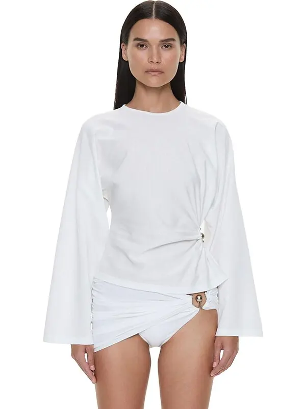 Christopher Esber Orbit Ruched Magyar Top - White