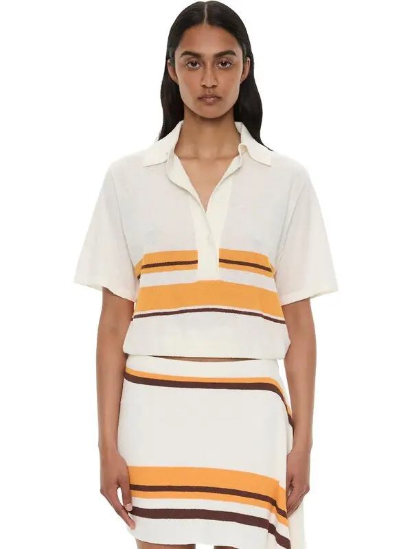 Christopher Esber Stripe Knit Cropped Polo - Solaris Stripe