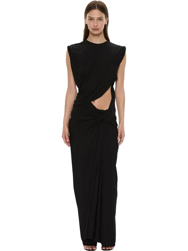Christopher Esber Twisted Lever Rolled Up Tee Dress - Black