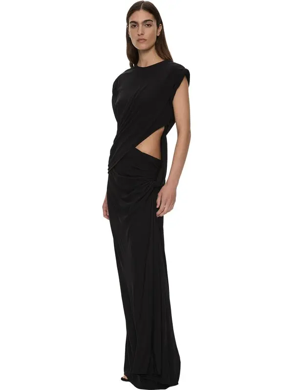 Christopher Esber Twisted Lever Rolled Up Tee Dress - Black