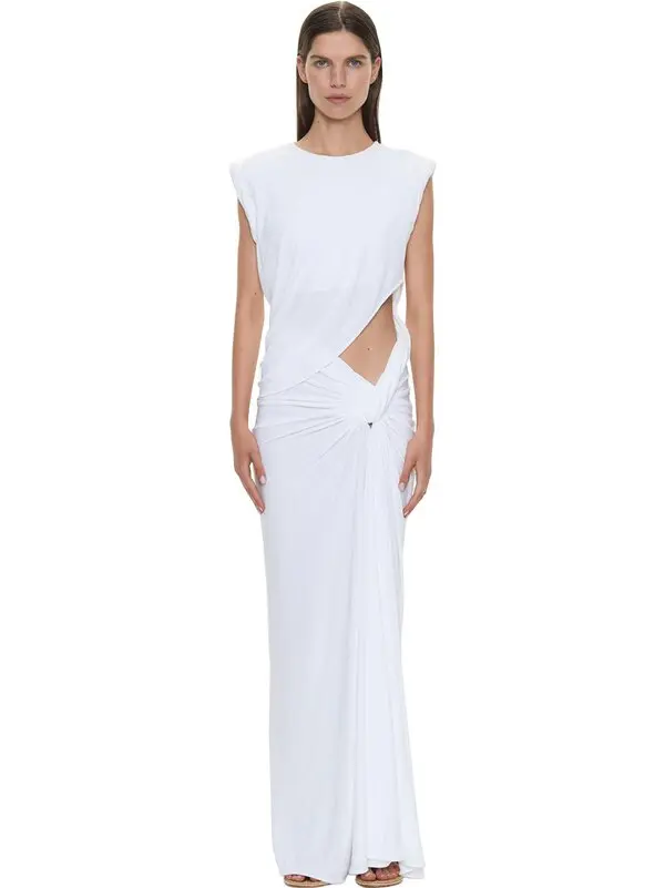 Christopher Esber Twisted Lever Rolled Up Tee Dress - White