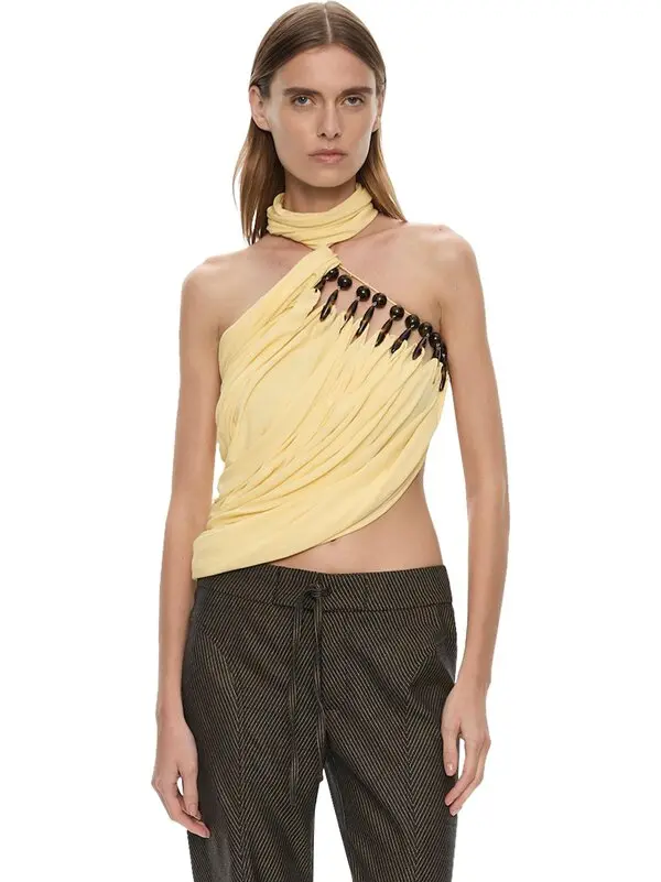 Christopher Esber Tortoise Droplet Halter Top - Butter