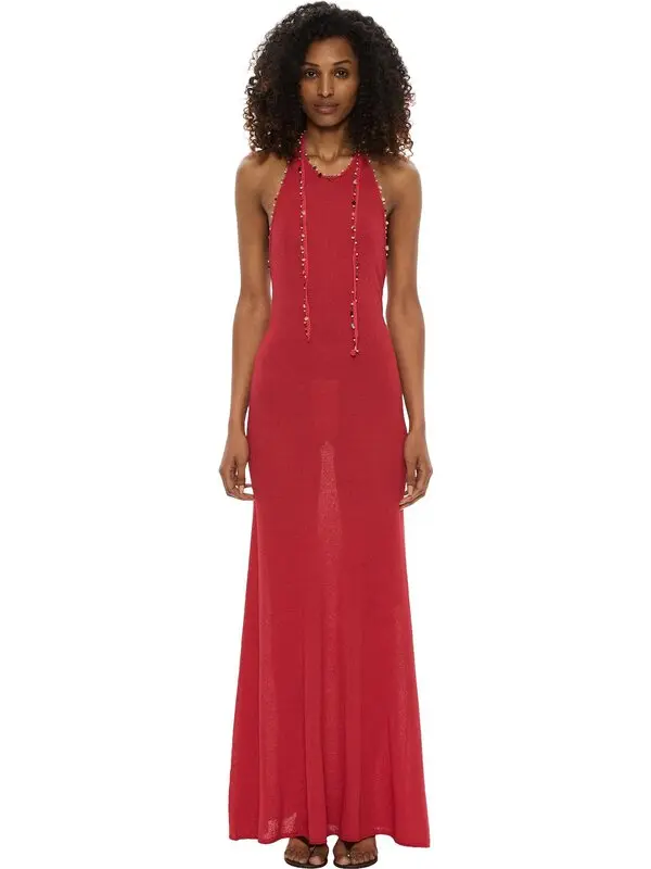 Christopher Esber Beach Quartz Halter Dress - Red
