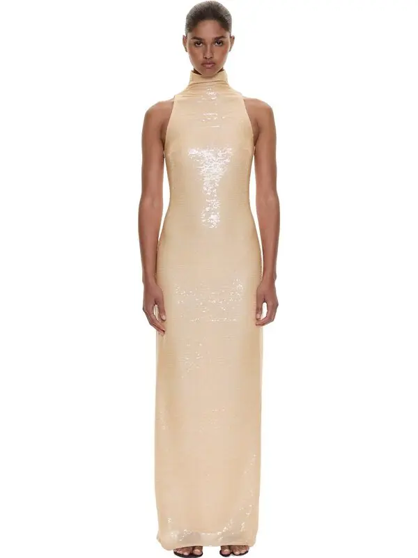 Christopher Esber Opaline Sequin Tank Gown - Butter