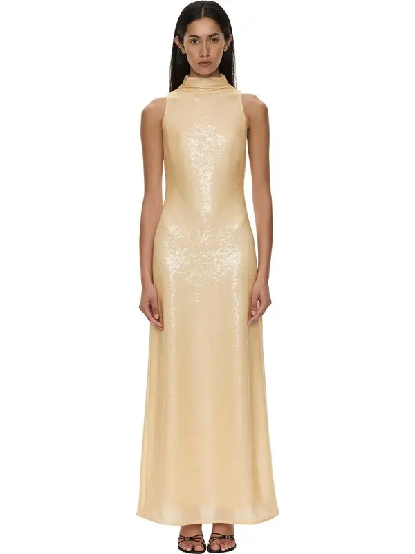 Christopher Esber Opaline Sequin Tank Gown - Butter