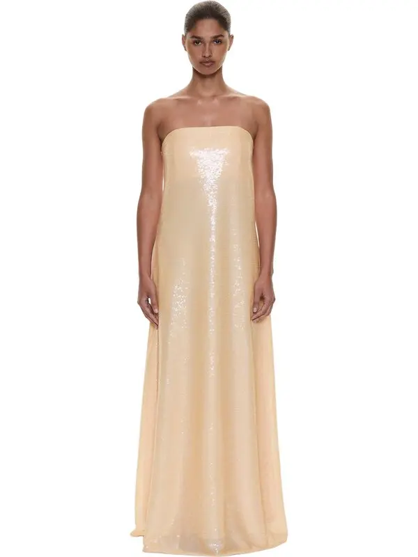 Christopher Esber Opaline Sequin Strapless Gown - Butter