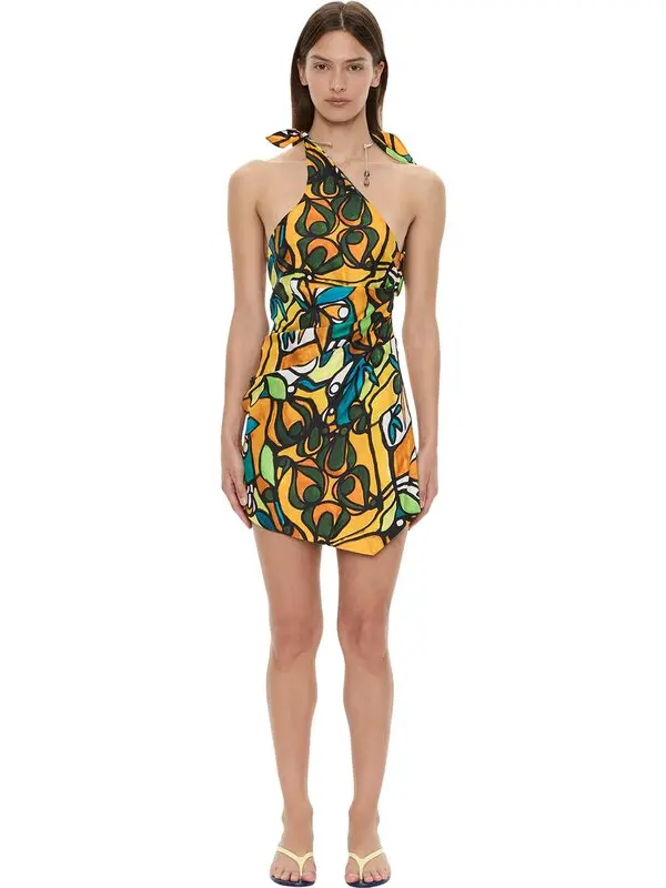 Christopher Esber Tropic Nouveau Scarf Mini Dress - Orange