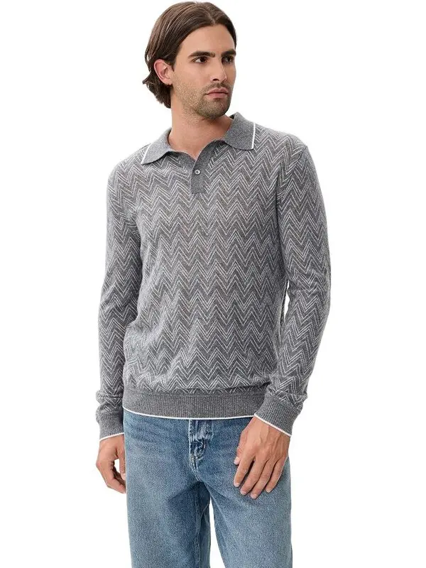 Missoni Long Sleeve Cashmere Polo - Grey Tones