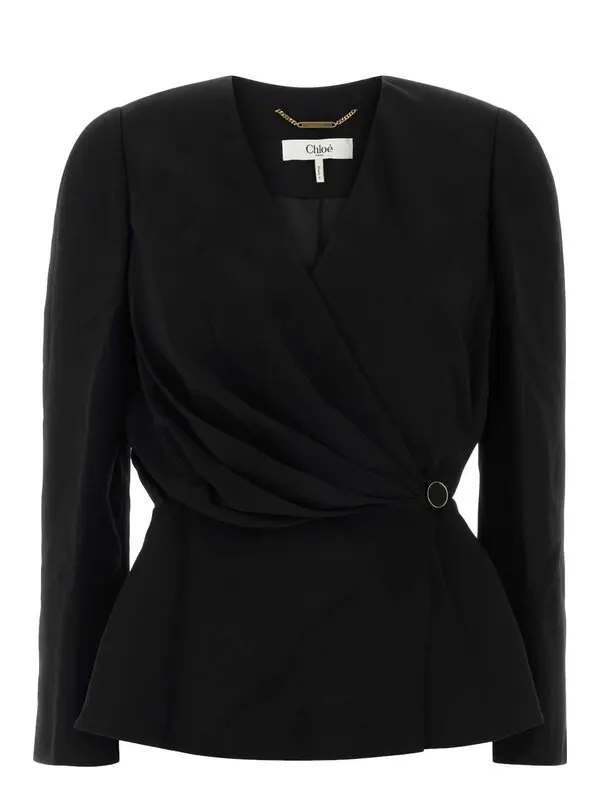 Chloé Crepe Top With Draping - Black