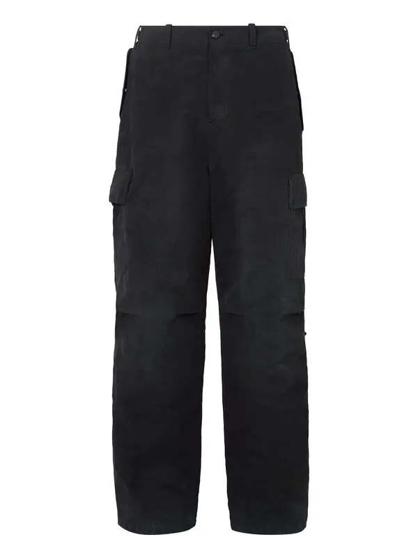 Fendi Regular-fit Cotton Cargo Trousers With Doppio Punto Embroidery - Black