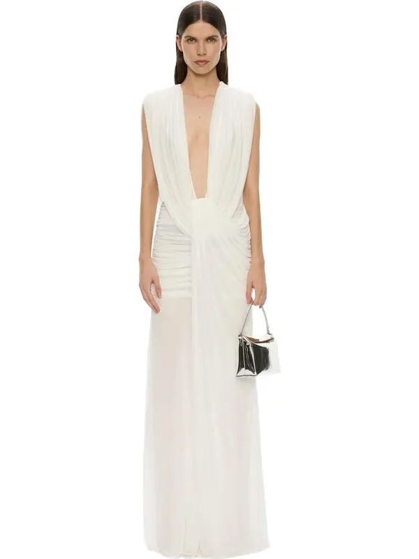 Christopher Esber Ripple Drape Gown - White