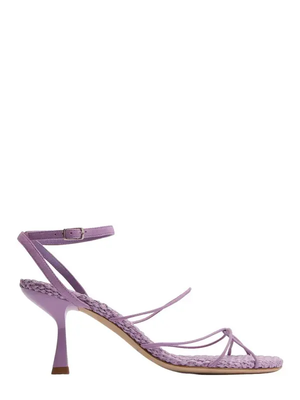 Christopher Esber Blaze Raffia Suede Heel Sandals - Chalky Pink