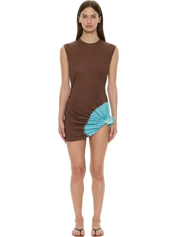 Christopher Esber Tie Dye Snap Clip Tank Dress - Brown Turquoise