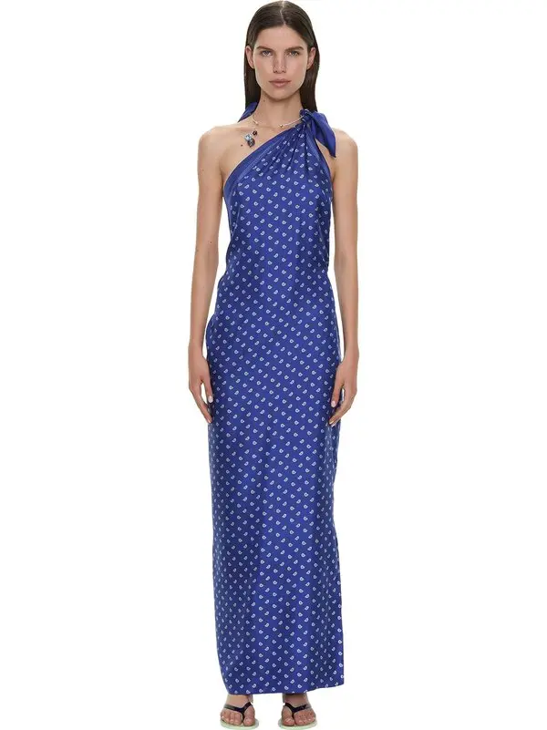 Christopher Esber One-shoulder Bandana Scarf Tie Dress - Indigo