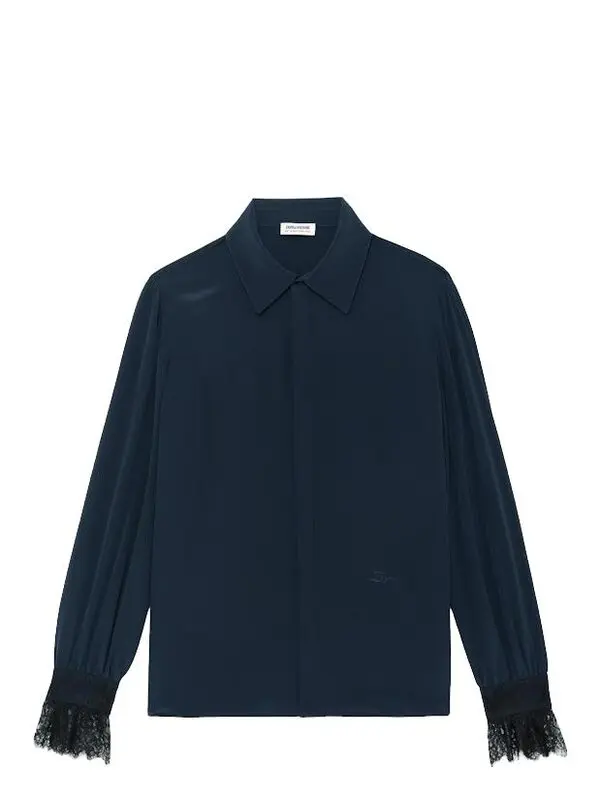 Zadig&Voltaire Thely Silk Shirt With Lace Cuffs - Encre