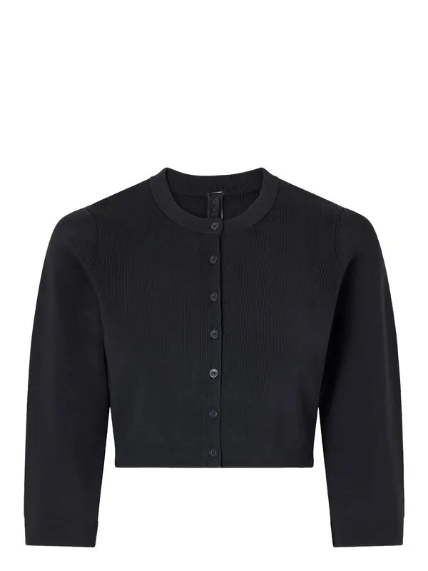 SKIMS Refined Knit Cropped Cardigan - Black