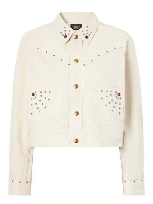 Ralph Lauren Cropped Embellished Denim Jacket - Neutrals