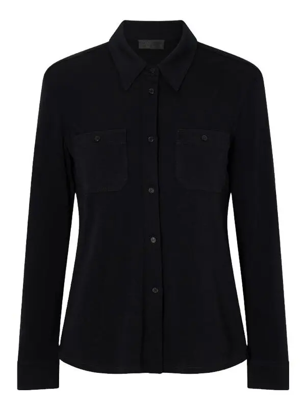 NILI LOTAN Ibra Merino Wool Jersey Shirt - Black