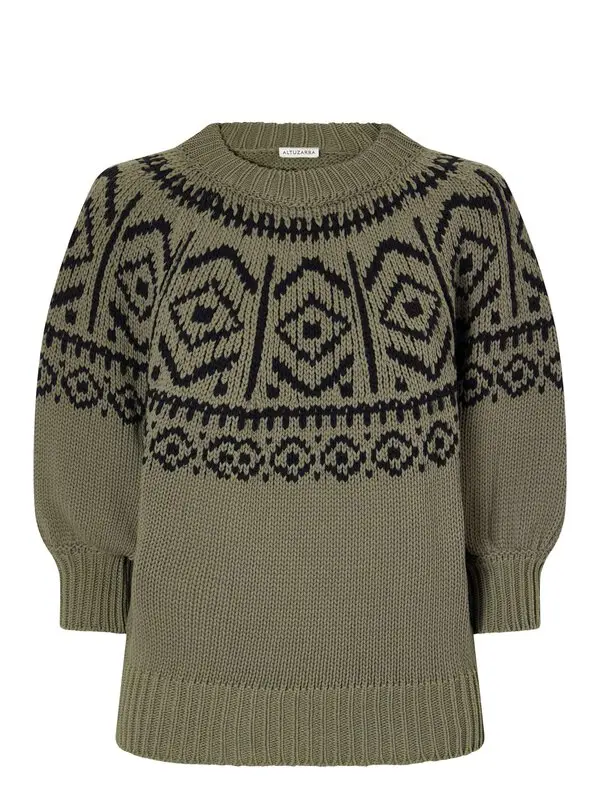 Altuzarra Howard Intarsia-knit Cotton-blend Sweater - Dark Green
