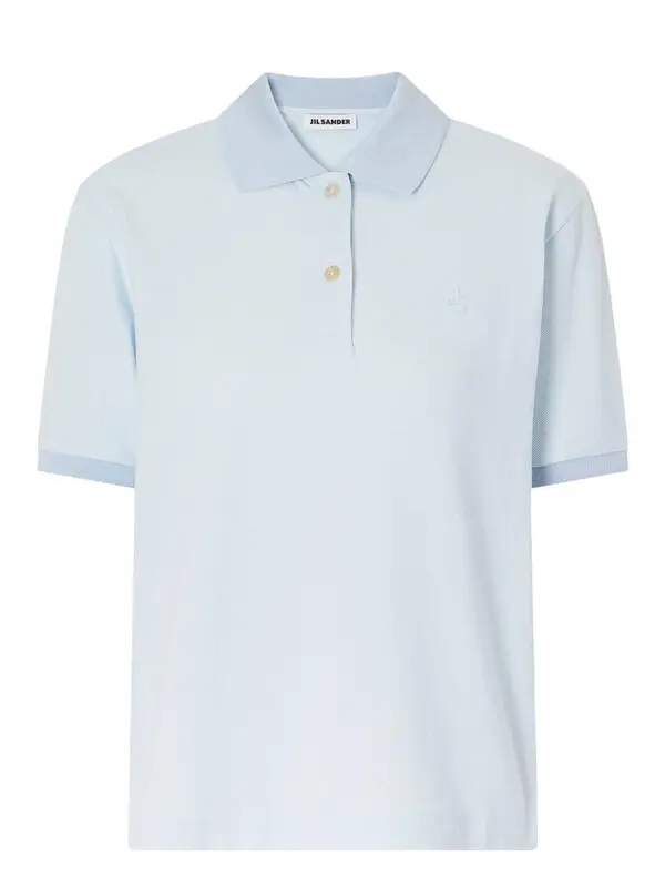 JIL SANDER Logo-embroidered Cotton-piqué Polo Shirt - Blue