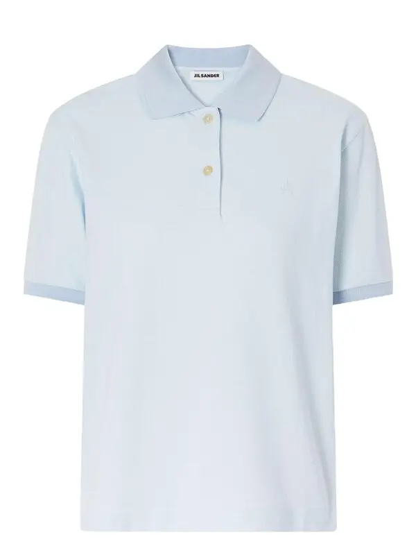 JIL SANDER Logo-embroidered Cotton-piqué Polo Shirt - Light Blue