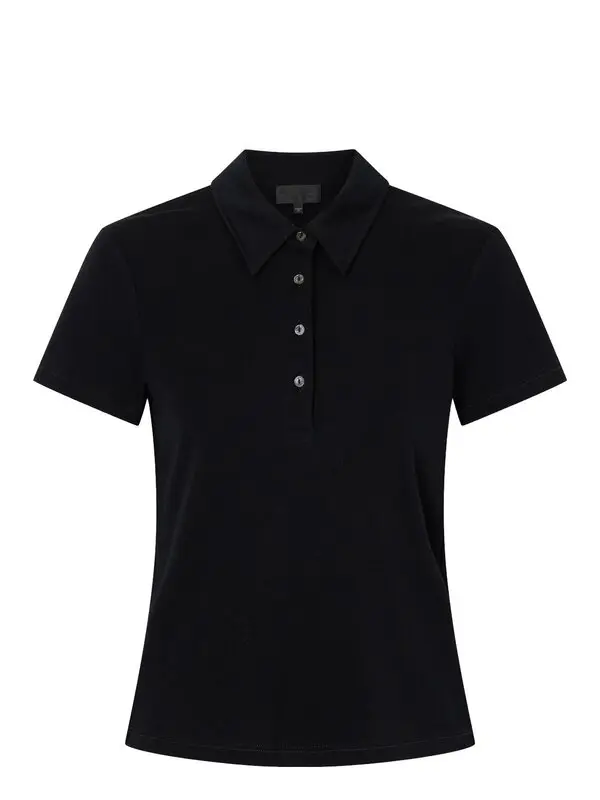 NILI LOTAN Trayelle Merino Wool Polo Shirt - Black