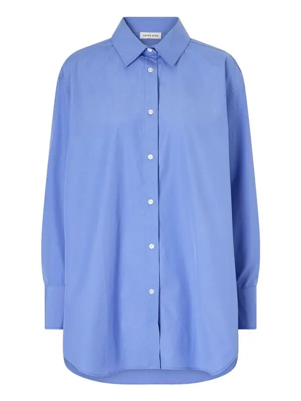ANINE BING Plaza Cotton-poplin Shirt - Blue