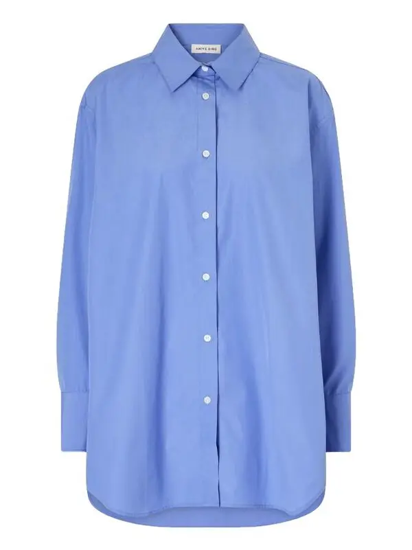 ANINE BING Plaza Cotton-poplin Shirt - Blue