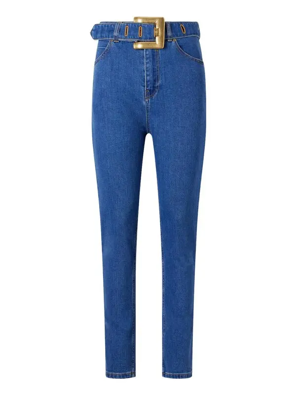 Balmain Belted High-waist Straight-leg Jeans - Blue