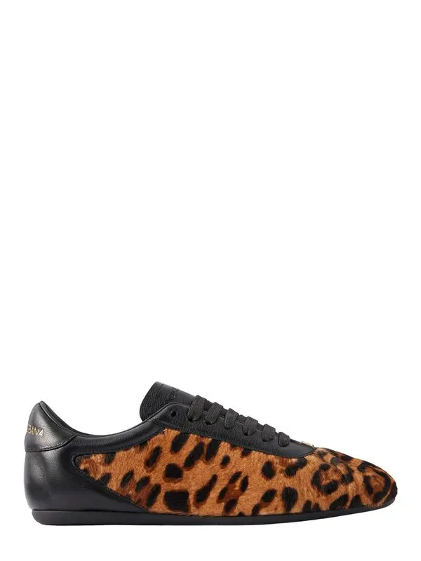 Dolce & Gabbana Leather-trimmed Leopard-print Plush Sneakers - Leopard Print