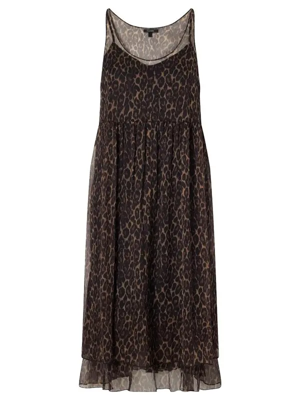 R13 Gathered Tiered Animal-print Silk-chiffon Midi Dress - Brown