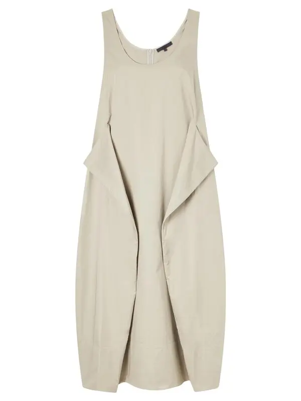 Tibi Cotton Poplin Midi Dress - Neutrals