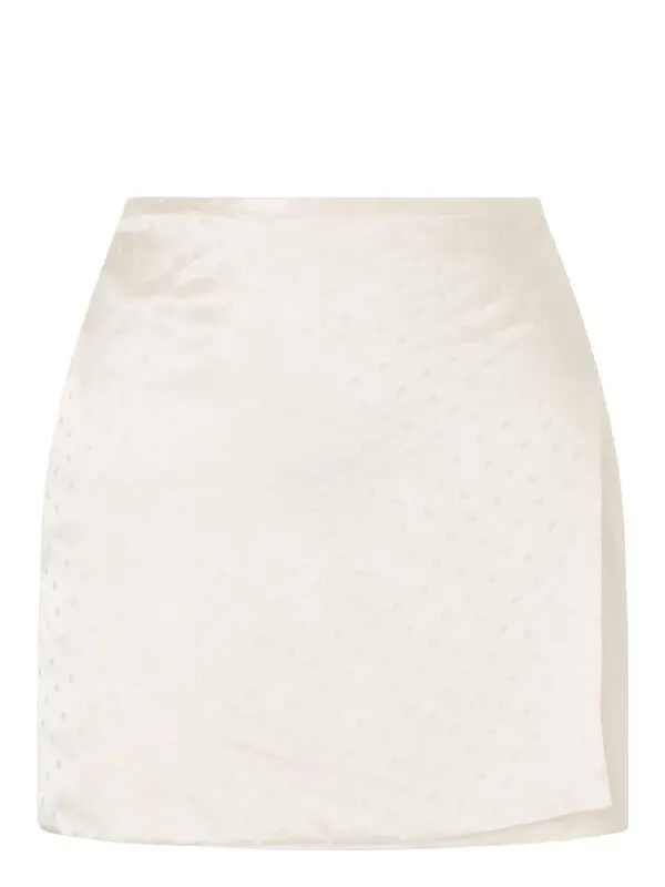 Aflalo Shejo Polka-dot Satin Jacquard Mini Skirt - White