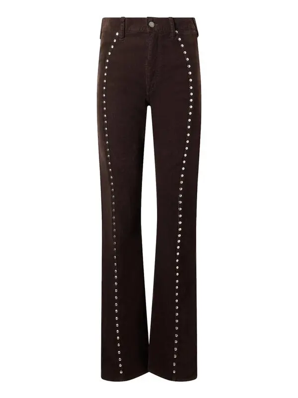 Polo Ralph Lauren Studded Stretch-cotton Corduroy Flared Pants - Brown