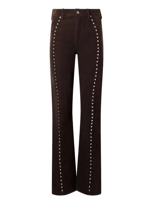 Polo Ralph Lauren Studded Stretch-cotton Corduroy Flared Pants - Chocolate