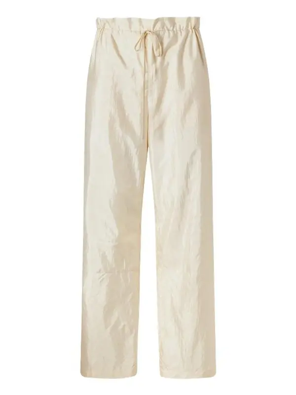 Aflalo Morocco Cotton And Silk-blend Wide-leg Pants - Neutrals