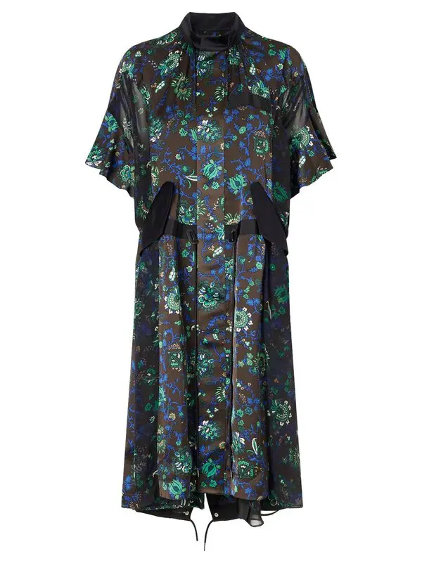 Sacai Floral-print Satin Midi Dress - Multi