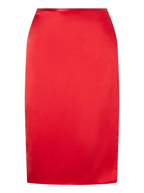 Aflalo Rixa Satin Wrap Midi Skirt - Red