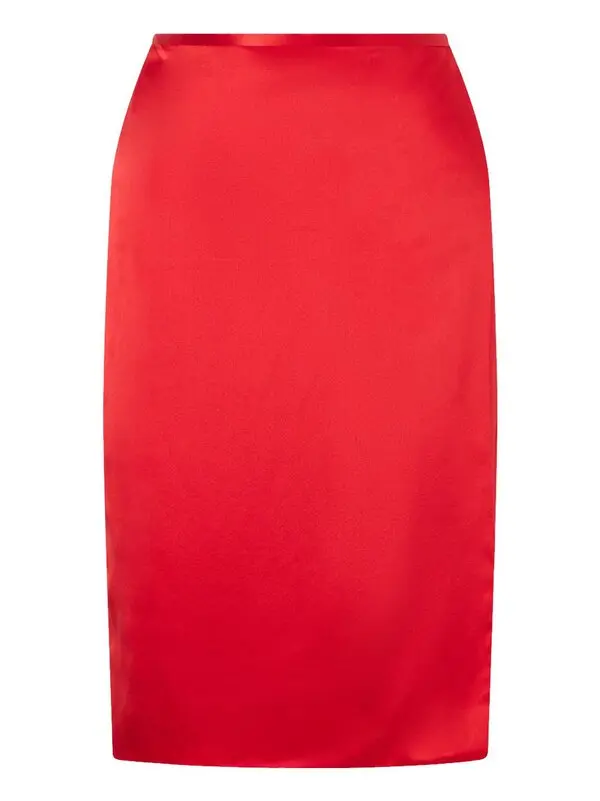 Aflalo Rixa Satin Wrap Midi Skirt - Red
