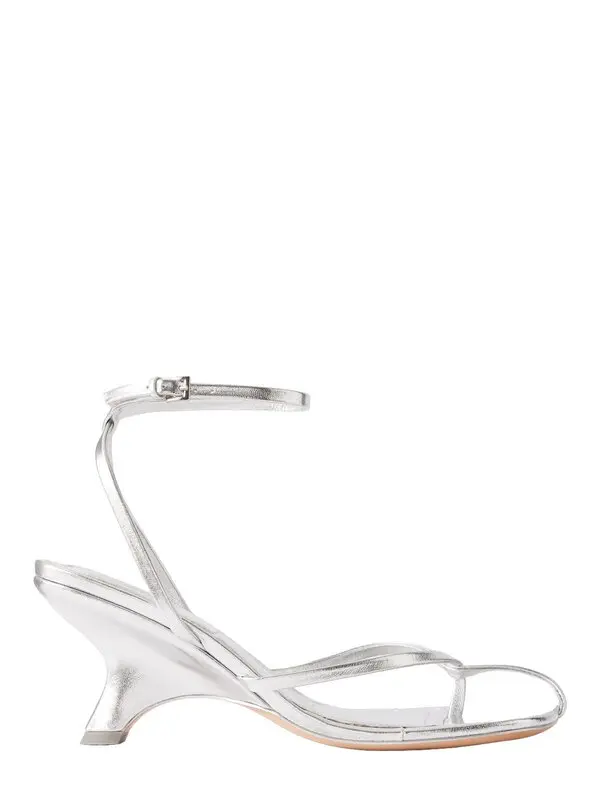 Simkhai Kelsey Metallic Leather Wedge Sandals - Silver