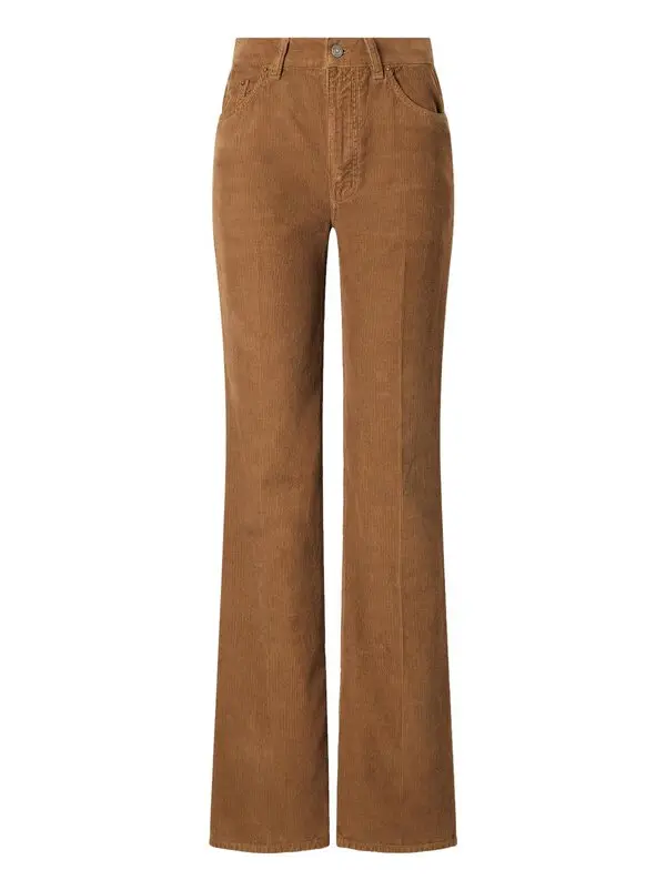 Saint Laurent High-rise Flared Corduroy Pants - Brown