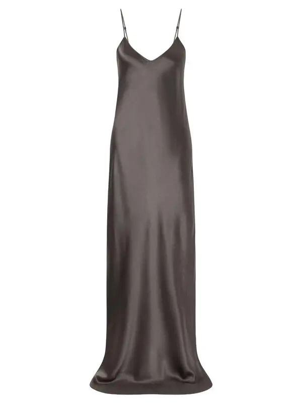 NILI LOTAN Silk Charmeuse Cami Gown - Gray