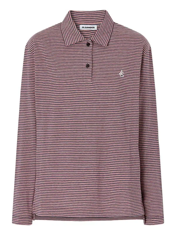JIL SANDER Striped Cotton-jersey Polo Shirt - Red