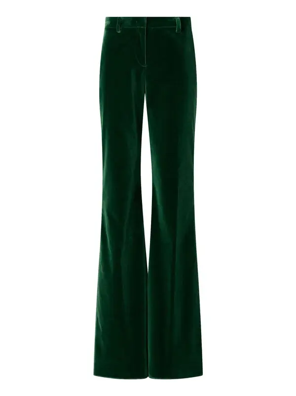 Etro Stretch-cotton Velvet Flared Pants - Green