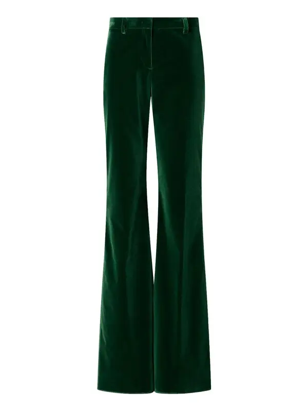 Etro Stretch-cotton Velvet Flared Pants - Green
